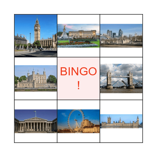 LONDON Monuments Bingo Card