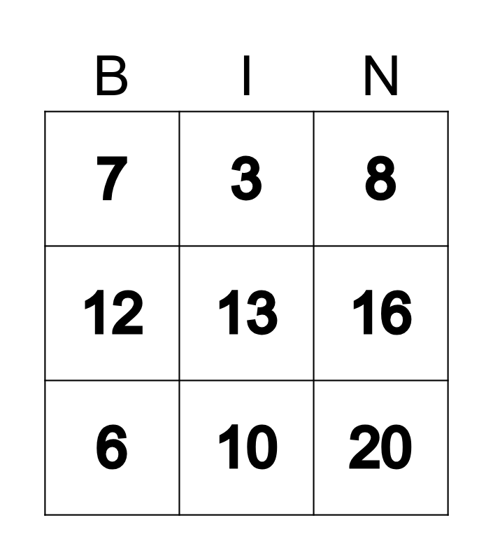 Levend bingo Card