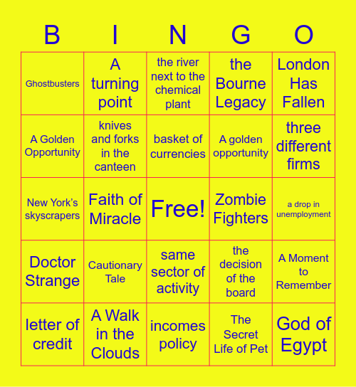 Translation Words Bingo Card