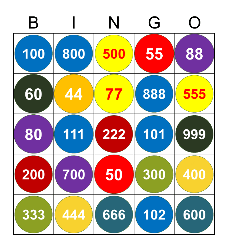 Números 30-1000 Bingo Card
