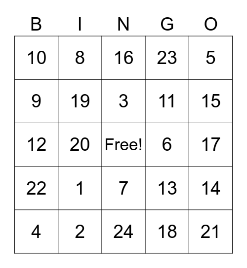 Commitment Bingo Card