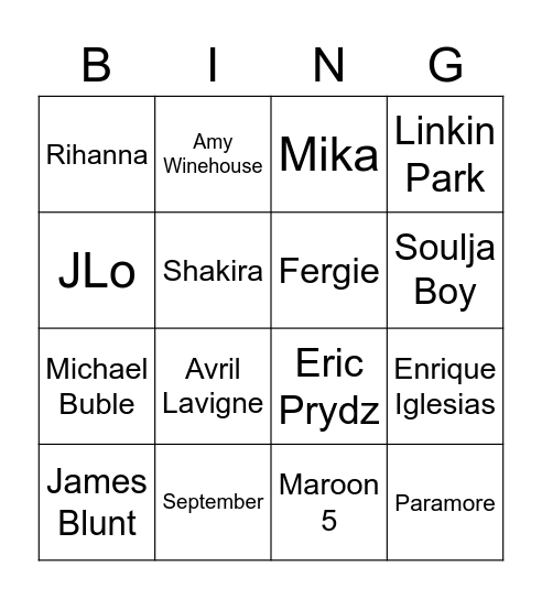 2007 Speed Round Bingo Card
