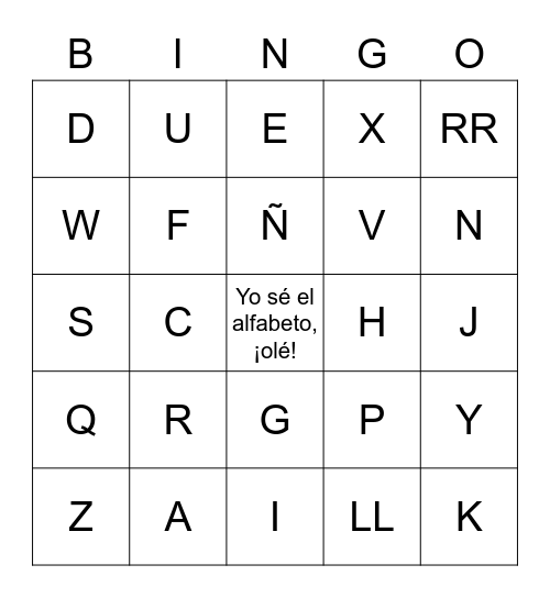 El Alfabeto Bingo Card