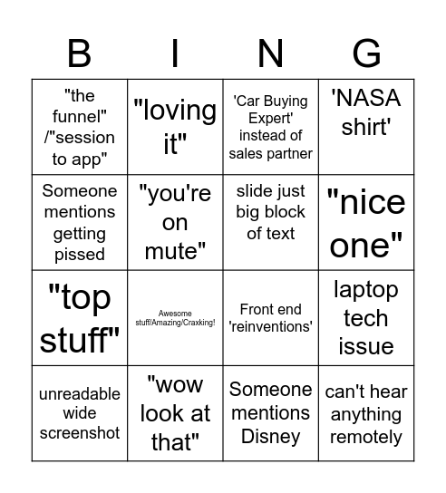 zuto bingo Card