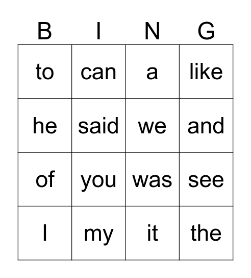White and Yellow Bingo Card