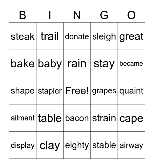 Long a Bingo Card