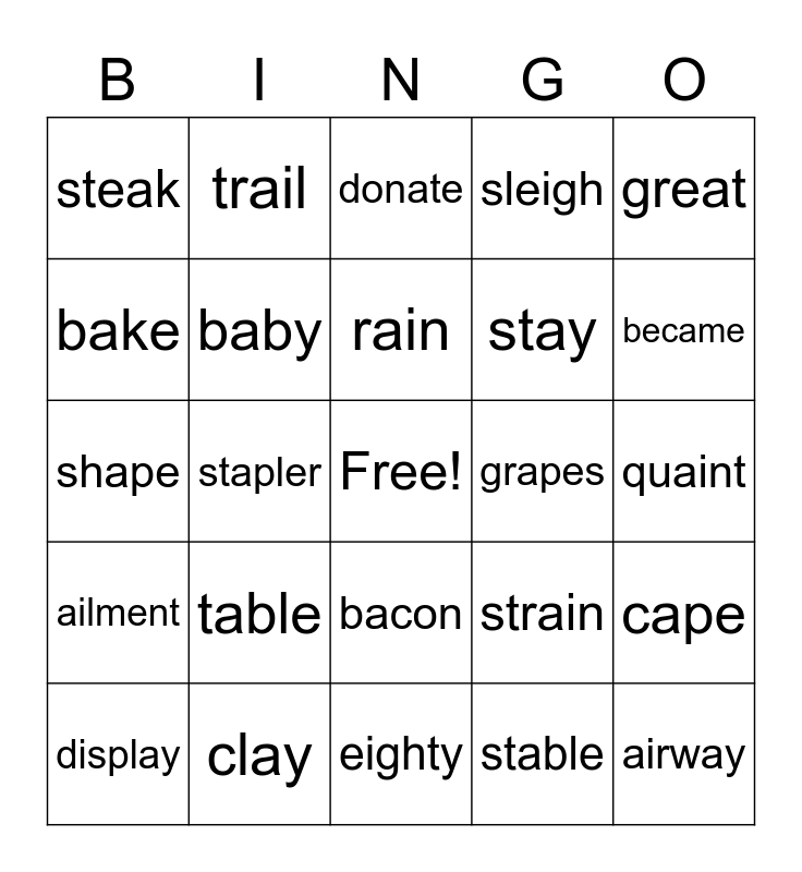 Long a Bingo Card