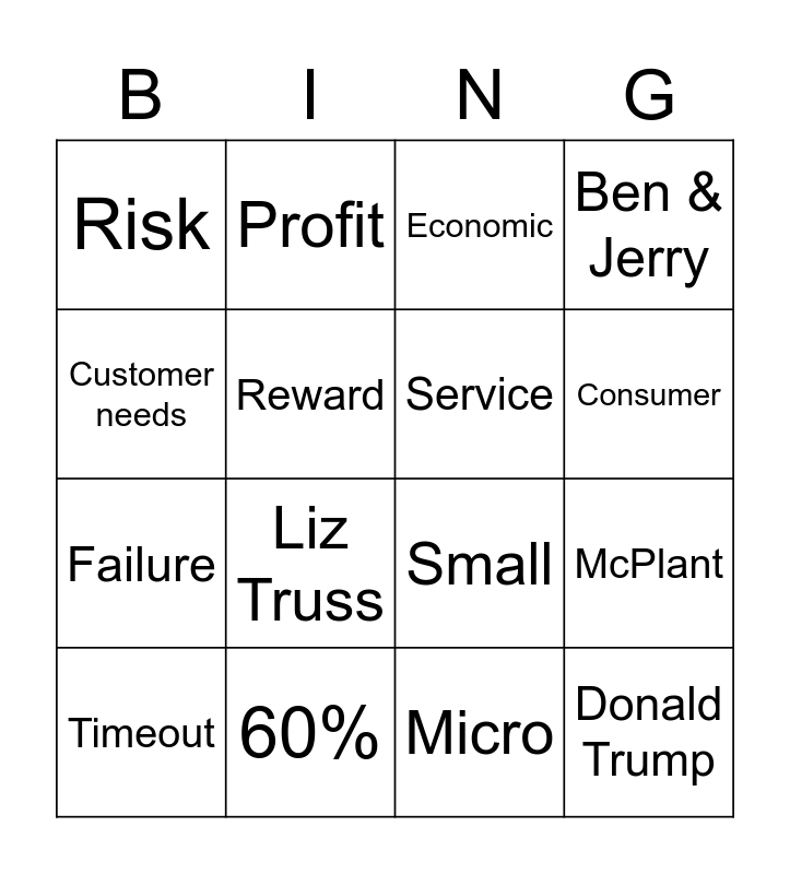 Business key words Bingo Card