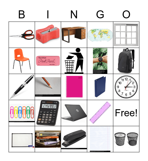 Classroom Objects Bingo Card