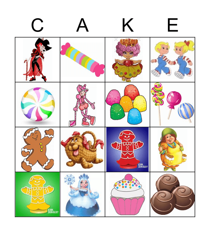 Candy Land Bingo Card