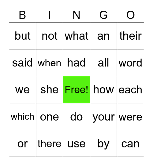 Sight Words (Fry 1st_26-50) Bingo Card