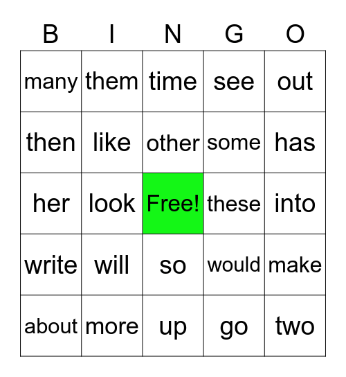 Sight Words (Fry 1st 100_76 to 100) Bingo Card