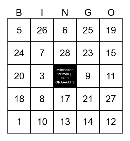 Envariabelanalys med Lars Bingo Card