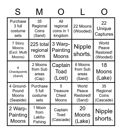 SMO Bingo Card