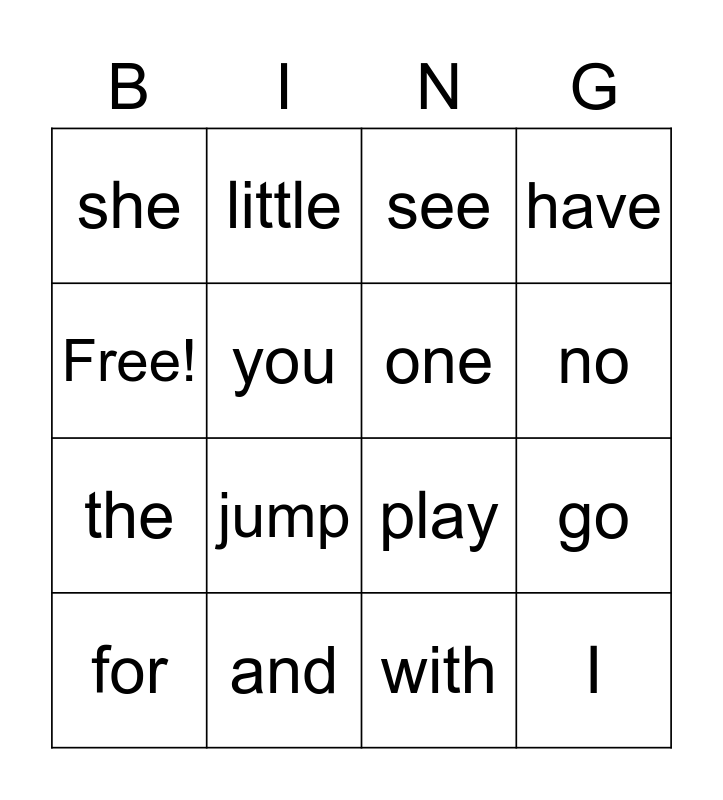 Unit 1- 1st grade High Frequency Words Bingo Card