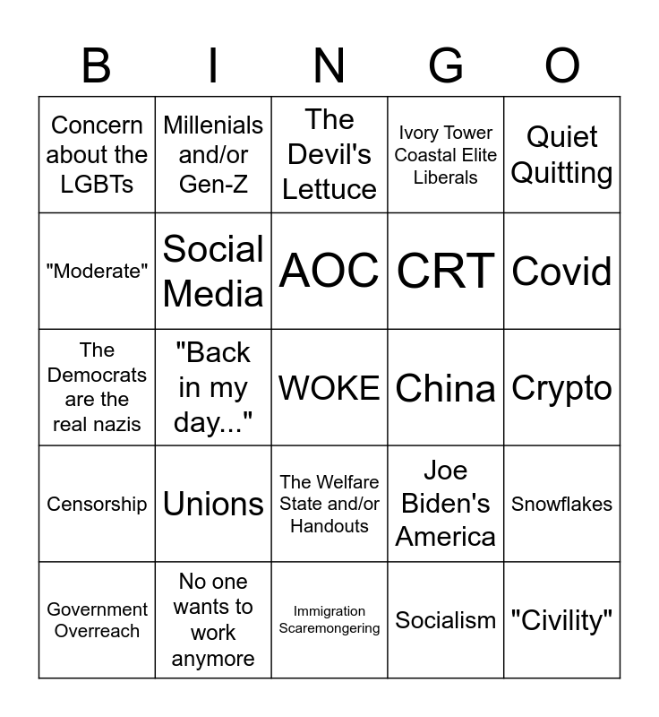 WSJ Op-Ed Bingo Card