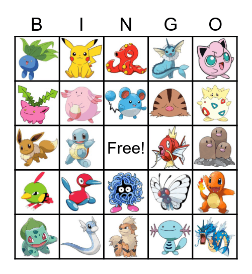 Pokemon Bingo Card