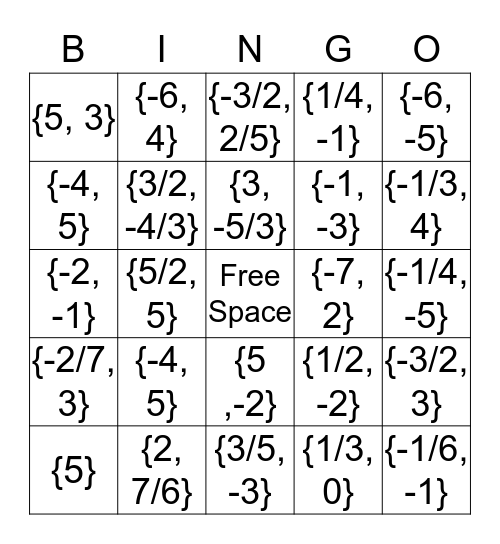 Solving Quadratics by Factoring Bingo Card