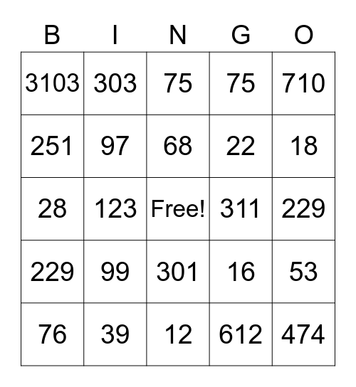 Les Grands Chiffres Bingo Card