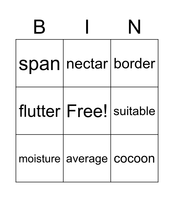 Class 2 Vocab - 3_Lesson_4 Bingo Card