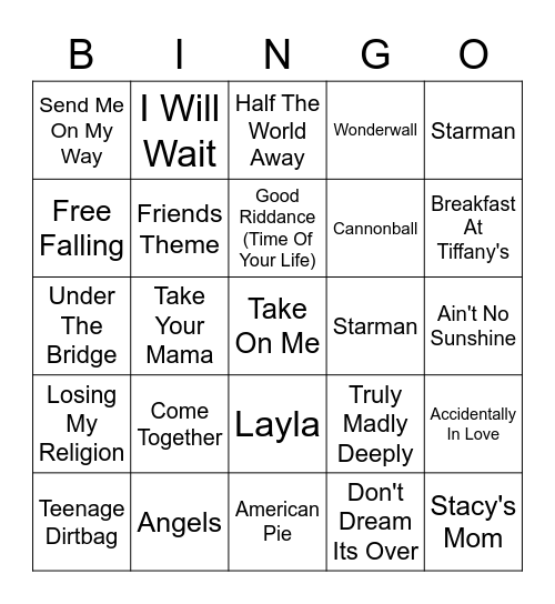 Round One Bingo Card