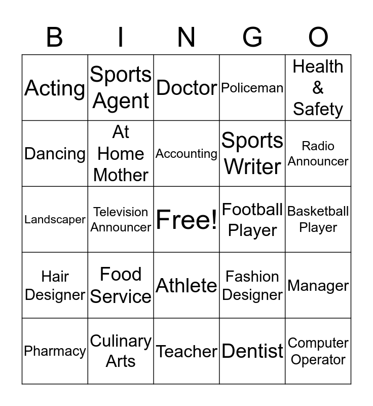CAREER CLUSTERS Bingo Card