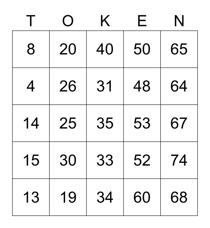 Bingo Token 11 Anos - Cartela 1 Bingo Card