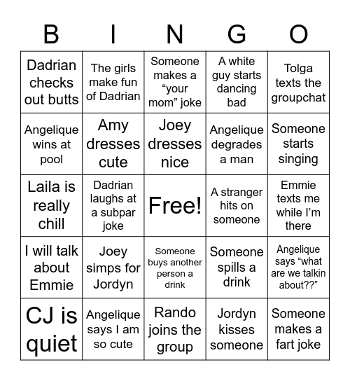 Bootyhole Bingo Card