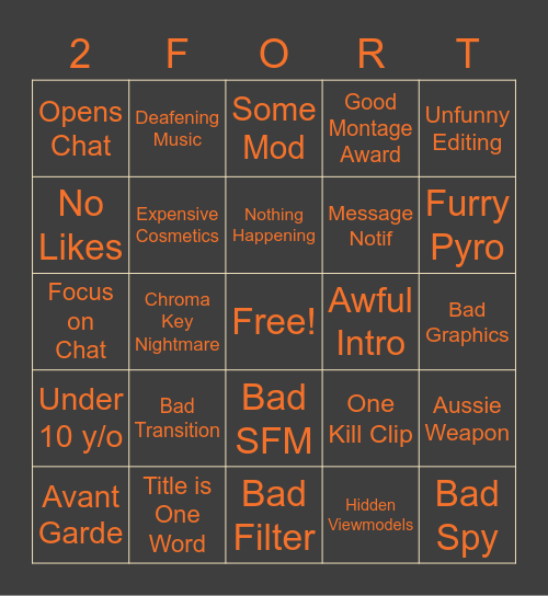 TF2 Montage Bingo Card
