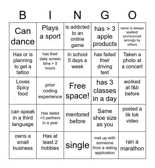 HeartCode Icebreakers Bingo Card