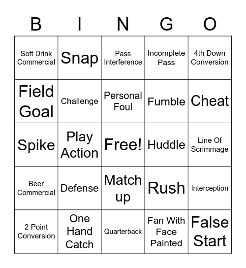 Football Bingo Card