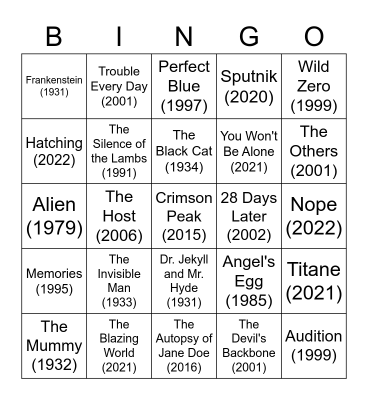 BOO BINGO Card