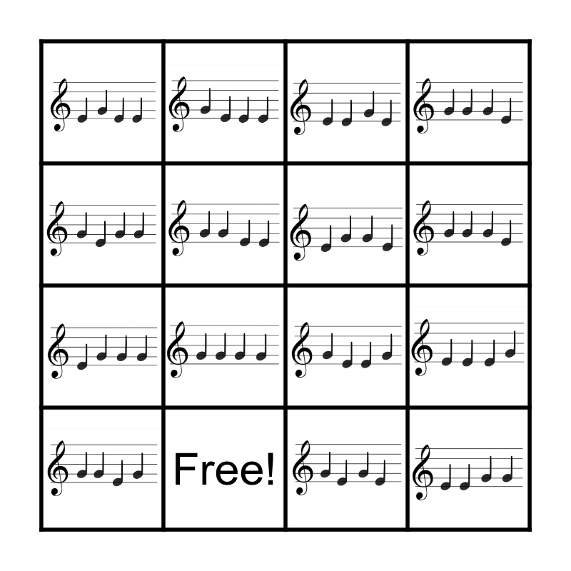 Solfege Bingo: Level 1 Bingo Card