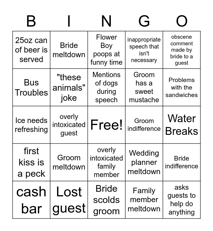 Bingo Bango Bongo Bingo Card
