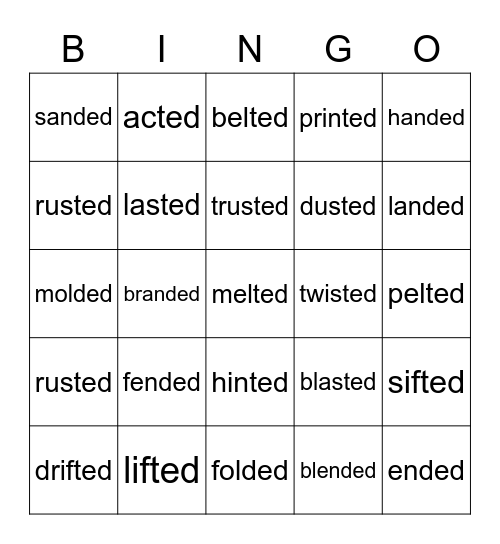 -ed /ed/ Bingo Card