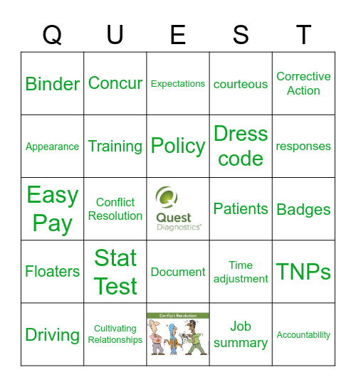 Quest Diagnostics Bingo Card