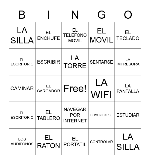 TECNOLOGIA Y USOS Bingo Card