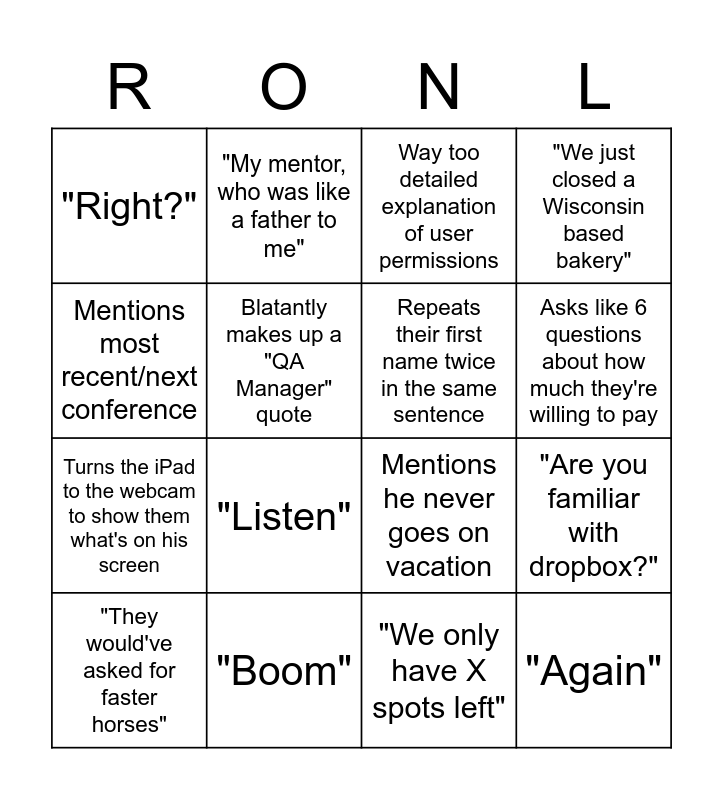 Demo Bingo Card