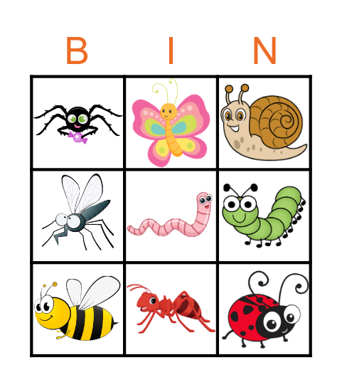 INSECTS / BUGS Bingo Card
