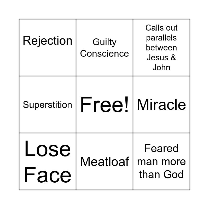 Community Group Bingo Card