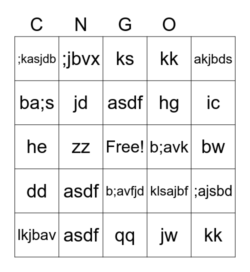 Recharter Bingo Card