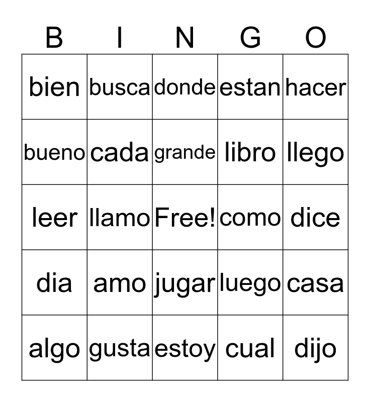 two syllable sight words Bingo Card