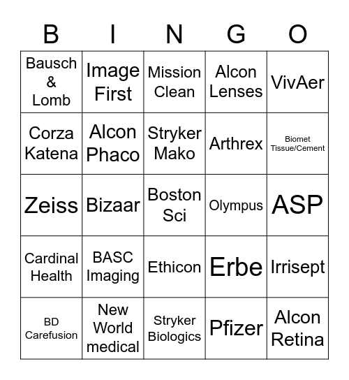 Vendor Fair Bingo Card