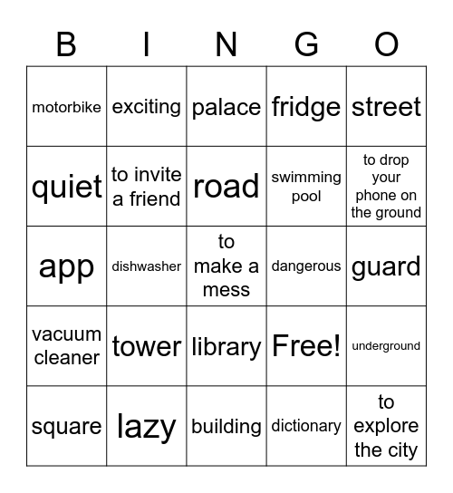 Amazing English 2 Welcome and Unit 1 vocabulary Bingo Card