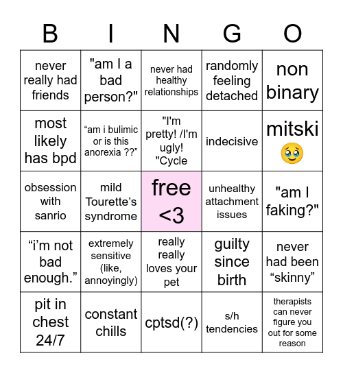 @goneonlunchbreak bingo: 0 Bingo Card