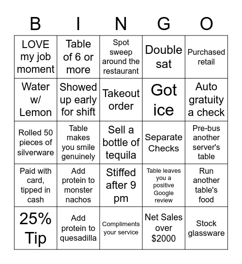 Server Bingo Card