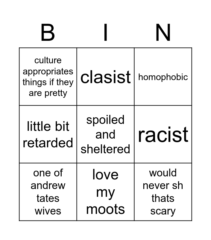 sashas bingo Card