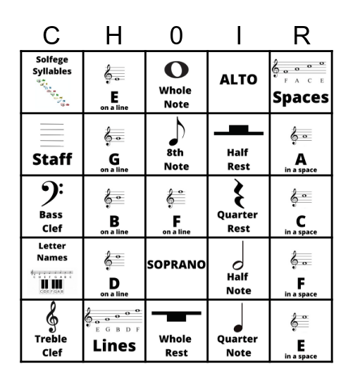Choir Bingo 3.0 Bingo Card