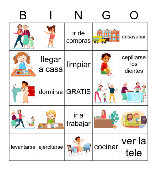 RUTINA DIARIA Bingo Card