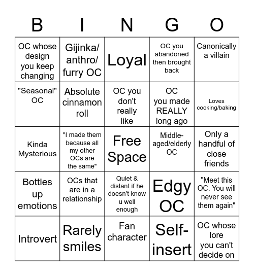 OC Bingo Card